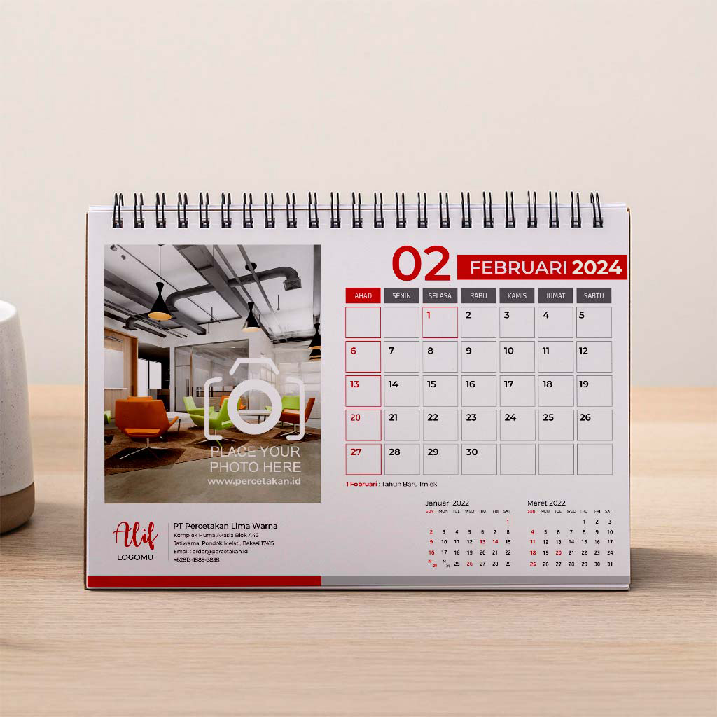 12 Template Desain Kalender Meja 2024 - Lima Warna Offset Printing
